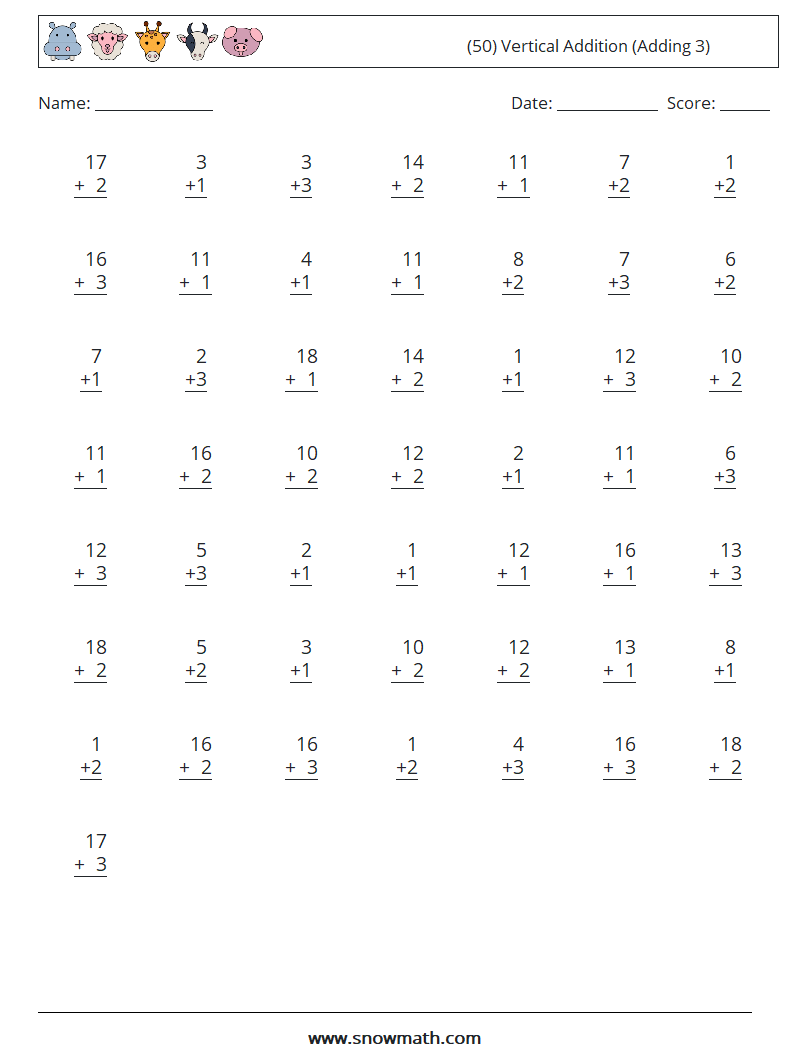 Addition 20 Addition Worksheets Math Worksheets Math Drills