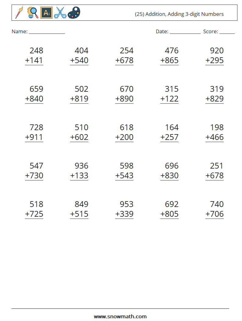 3 Digit Addition Worksheets 3 Digit Plus 3 Digit Addition With Some 