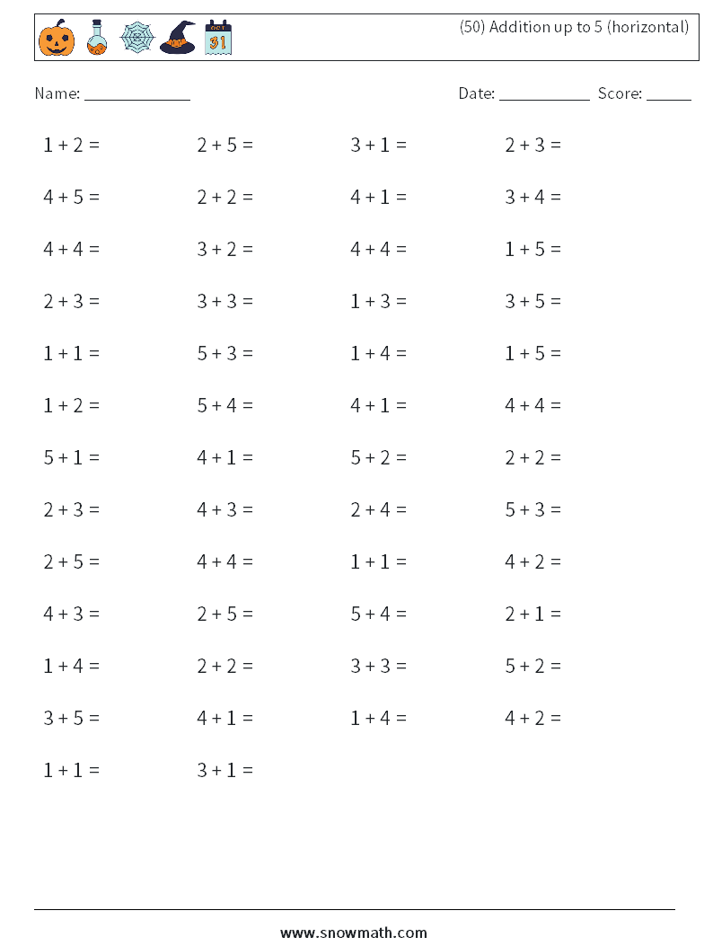 Free Math Worksheets