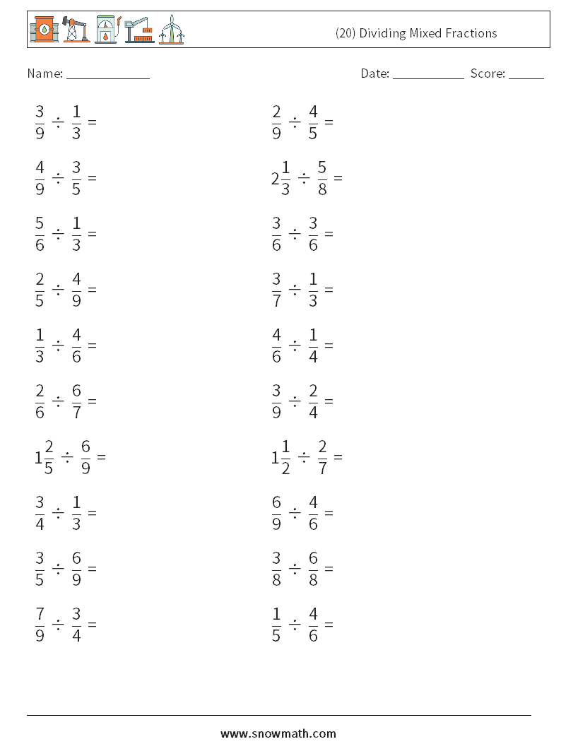 Fractions division Fractions Worksheets Math Worksheets Math Drills