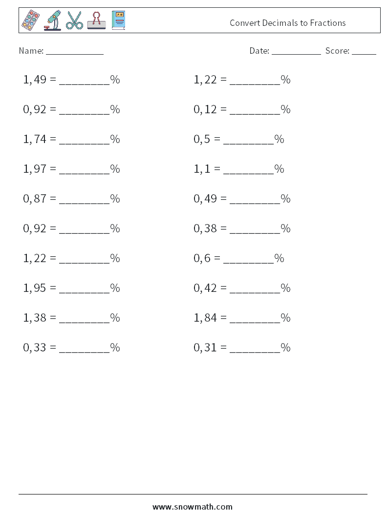 Free Math Worksheets