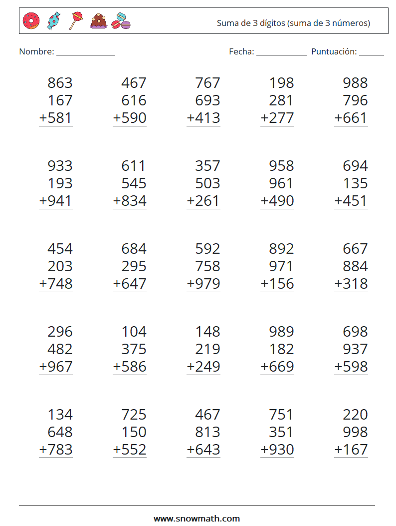 Hoja De Trabajo Imprimible De Suma Y Resta De Números Enteros