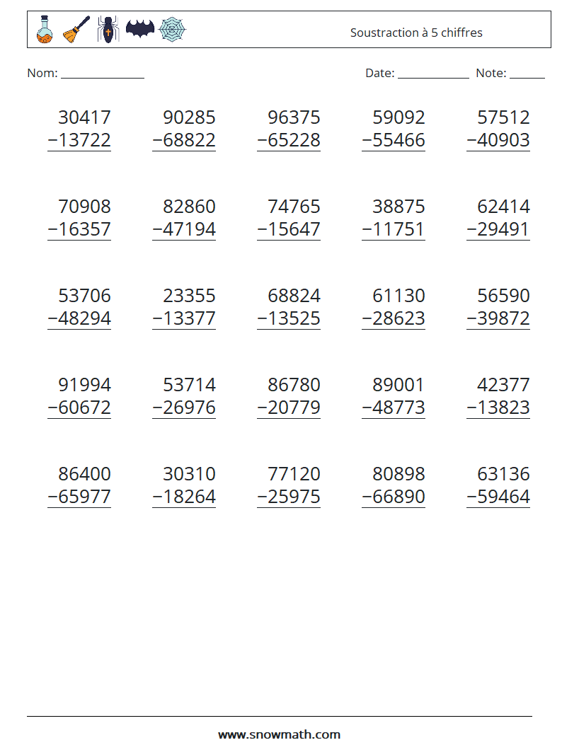 subtraction-3-digit subtraction Fiches d'exercices,Fiches d'exercices ...